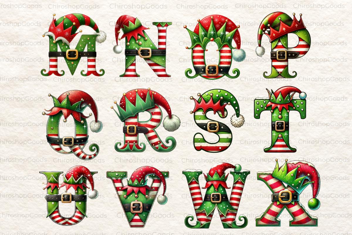 Christmas Elf Alphabet Clipart, Christmas Alphabet, Watercolor A-Z ...