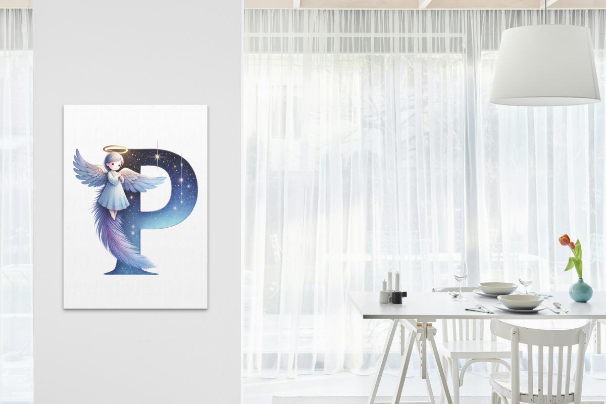 Angels Alphabet Watercolor Clipart, Celestial Letters, PNG, Angel Wings ...