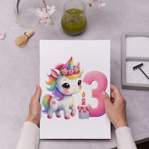 Birthday Unicorn Numbers Clipart Set, Kids Party Decorations Clipart ...