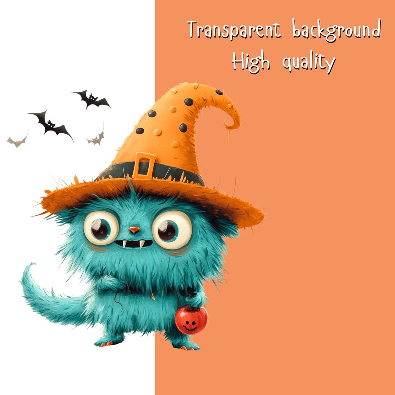 Halloween Fluffy Monster Clipart, Cute Fluffy Monster, Cartoon, Fluffy ...