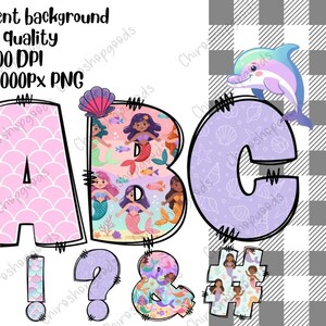 Sea Haven Mermaid Alphabet Clipart Set PNG Bundle With Letters Numbers ...