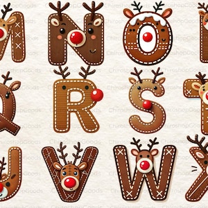 Christmas Alphabet, Christmas Reindeer Alphabet Clipart, Reindeer ...