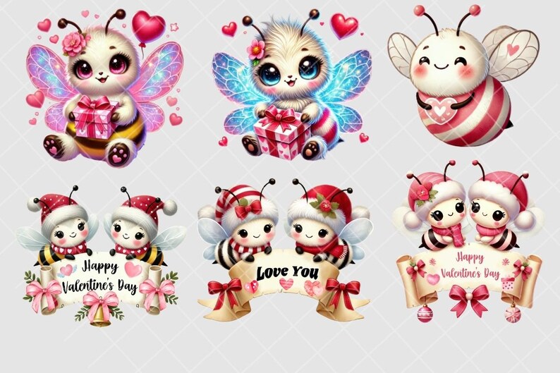 Valentine Bee Clipart, Cute Bee Graphics, Honeybee Digital Art ...