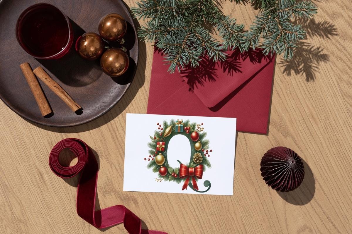 Christmas Pine Alphabet, Holiday Alphabet Clipart, Festive Letter ...