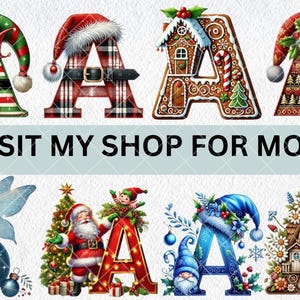 Christmas Pine Alphabet Clipart, Festive Letters (PNG Digital Download ...