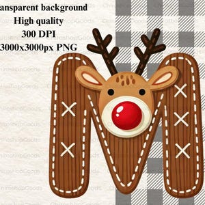 Christmas Reindeer Alphabet Clipart: Festive Letters & Numbers (PNG ...