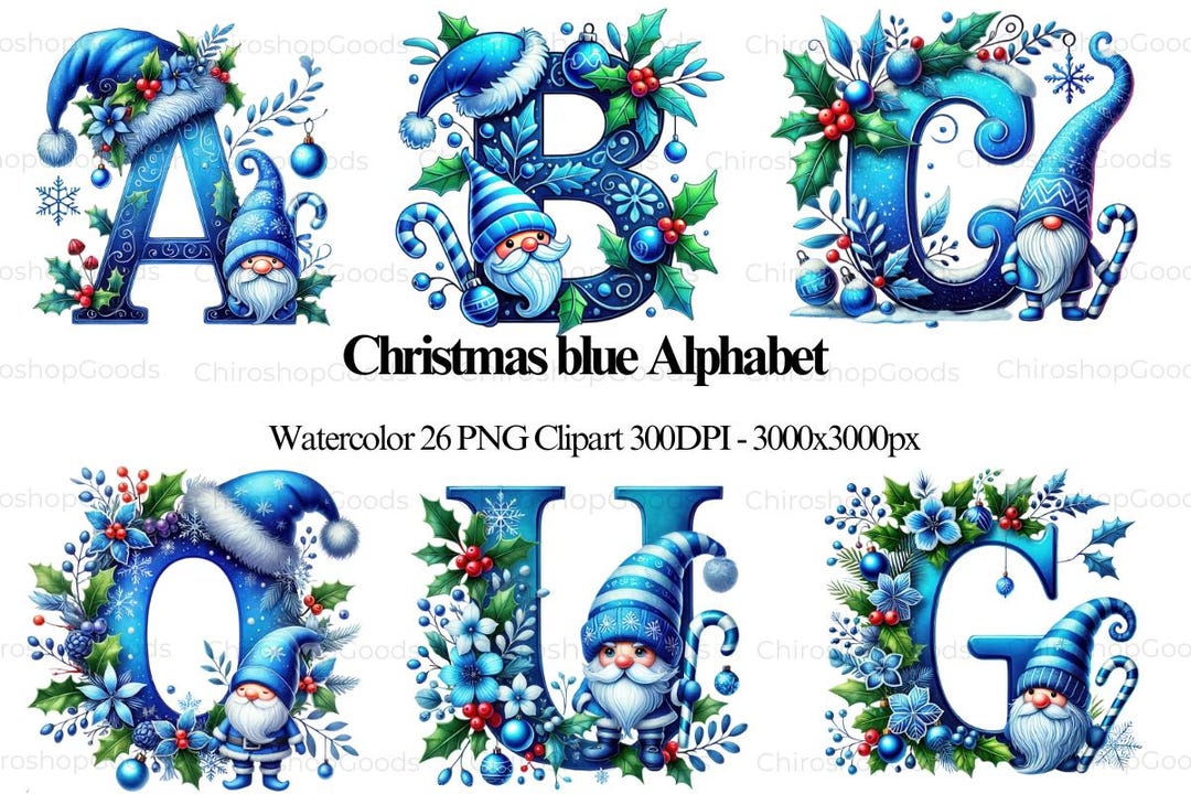 Christmas Alphabet A-Z, Letters, Watercolor, PNG, Clipart, Alphabet ...