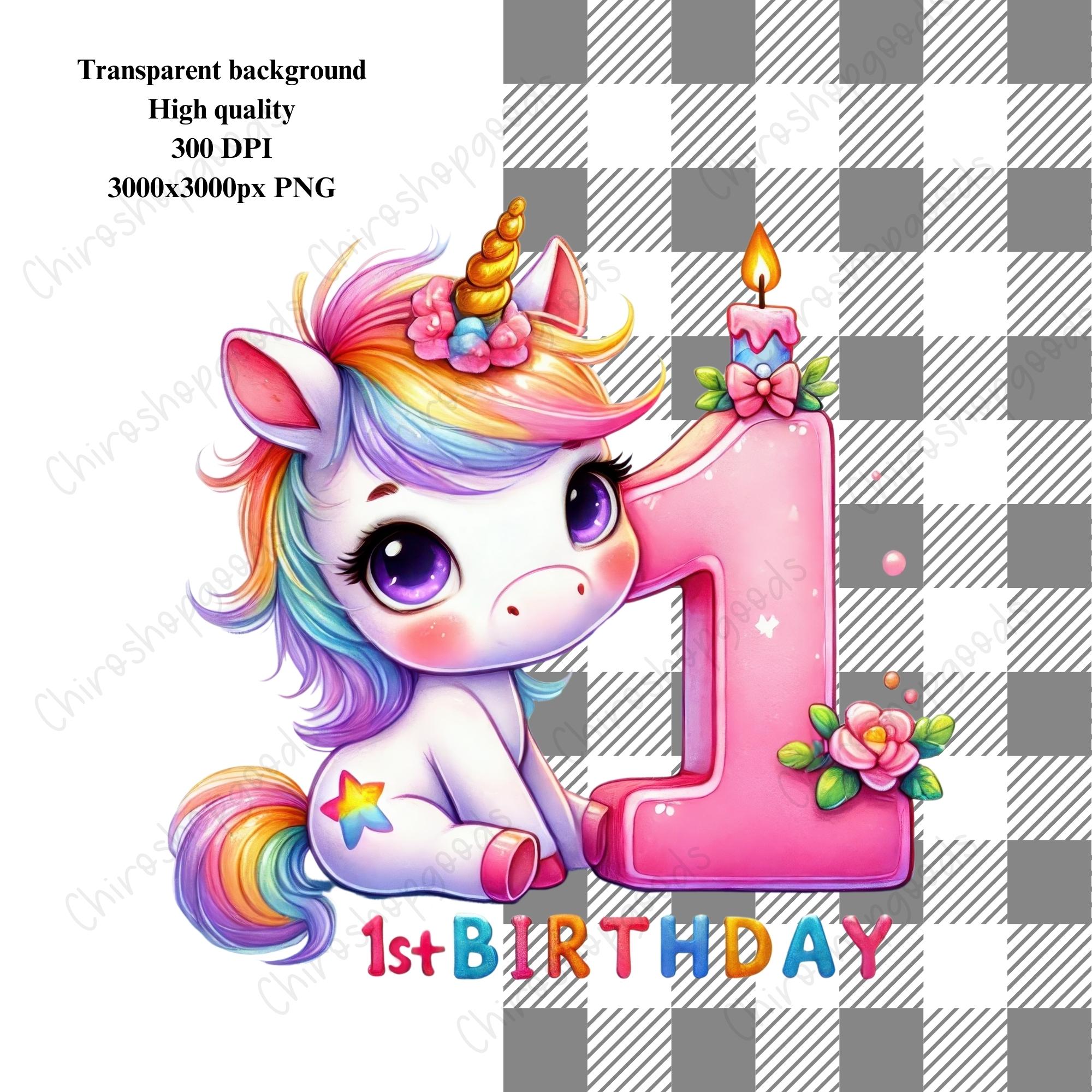 Birthday Unicorn Numbers Clipart Set, Kids Party Decorations Clipart ...