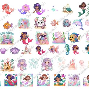 Sea Haven Mermaid Alphabet Clipart Set PNG Bundle With Letters Numbers ...