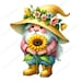 Sunflower Gnome Clipart Bundle, Cute Gnome With Sunflowers PNG ...