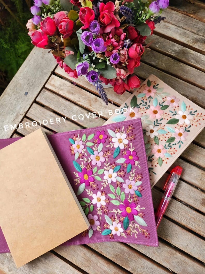 Beautiful Floral Embroidered Notebook. Meticulously Hand-embroidered ...