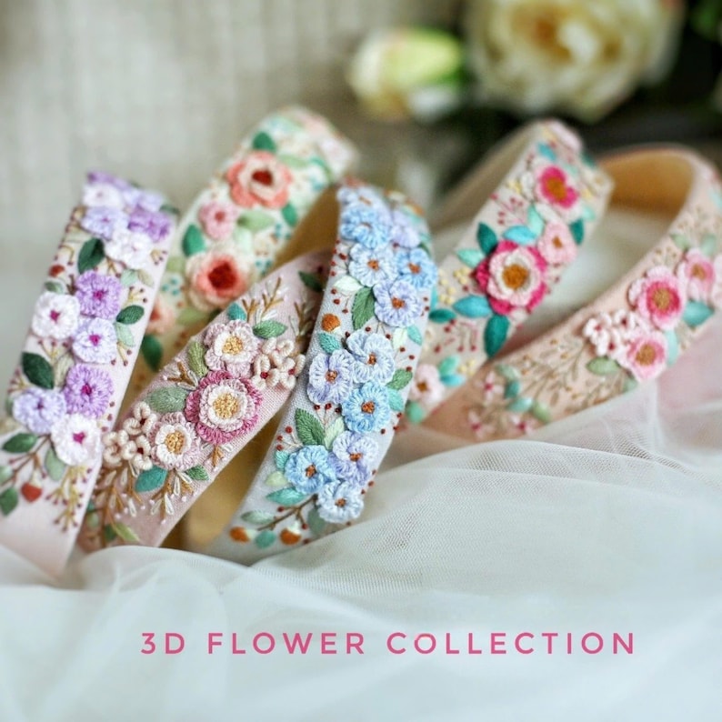 Headband Embroidered With Beautiful Roses, Hydrangeas, and Camellia ...