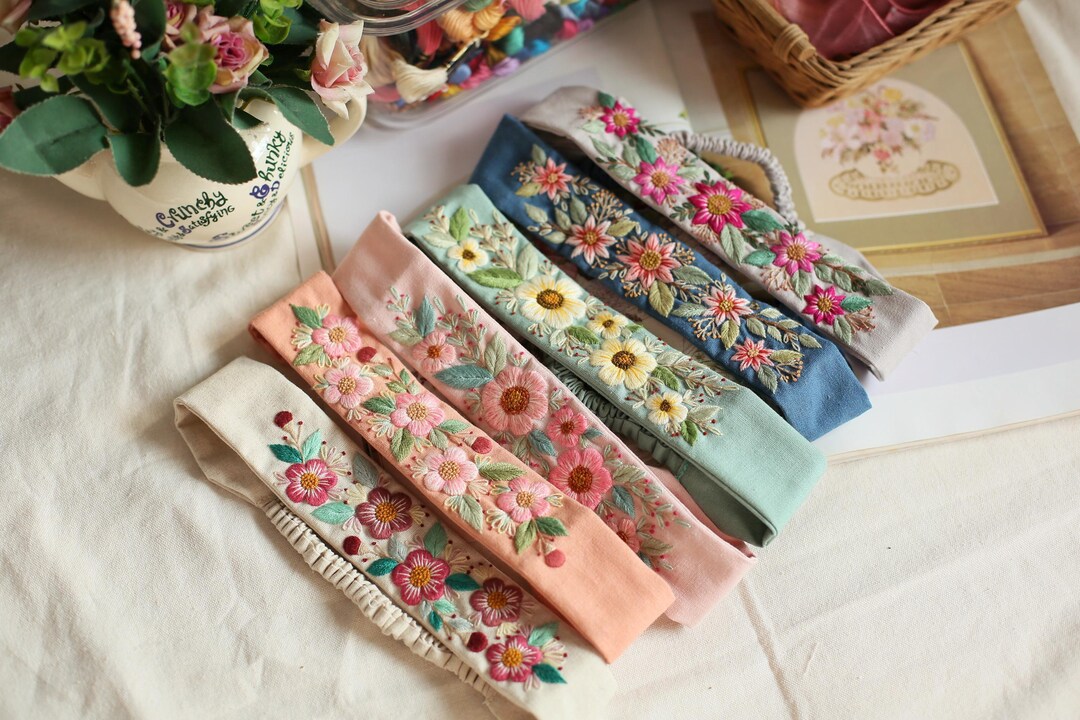 Beautiful Floral Embroidered Headband. High Quality Handmade Headband ...