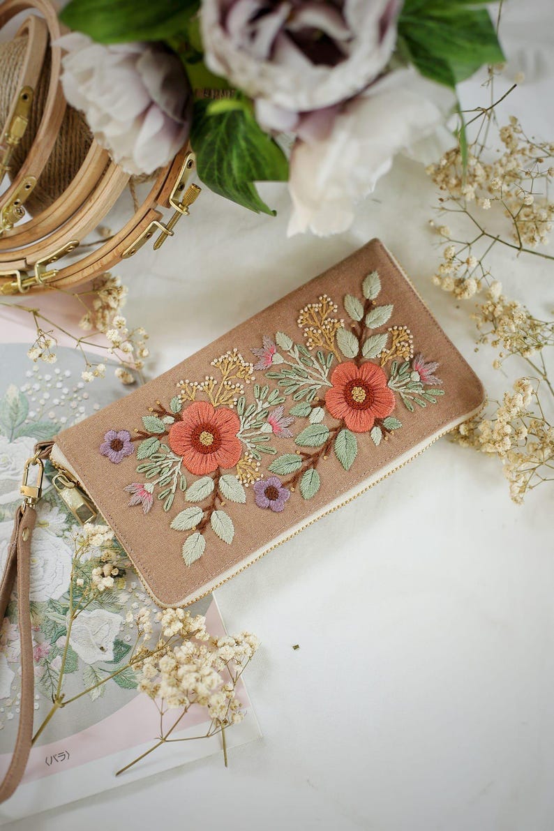 Beautiful Hand Embroidered Floral Women's Wallet. Handmade Women's ...