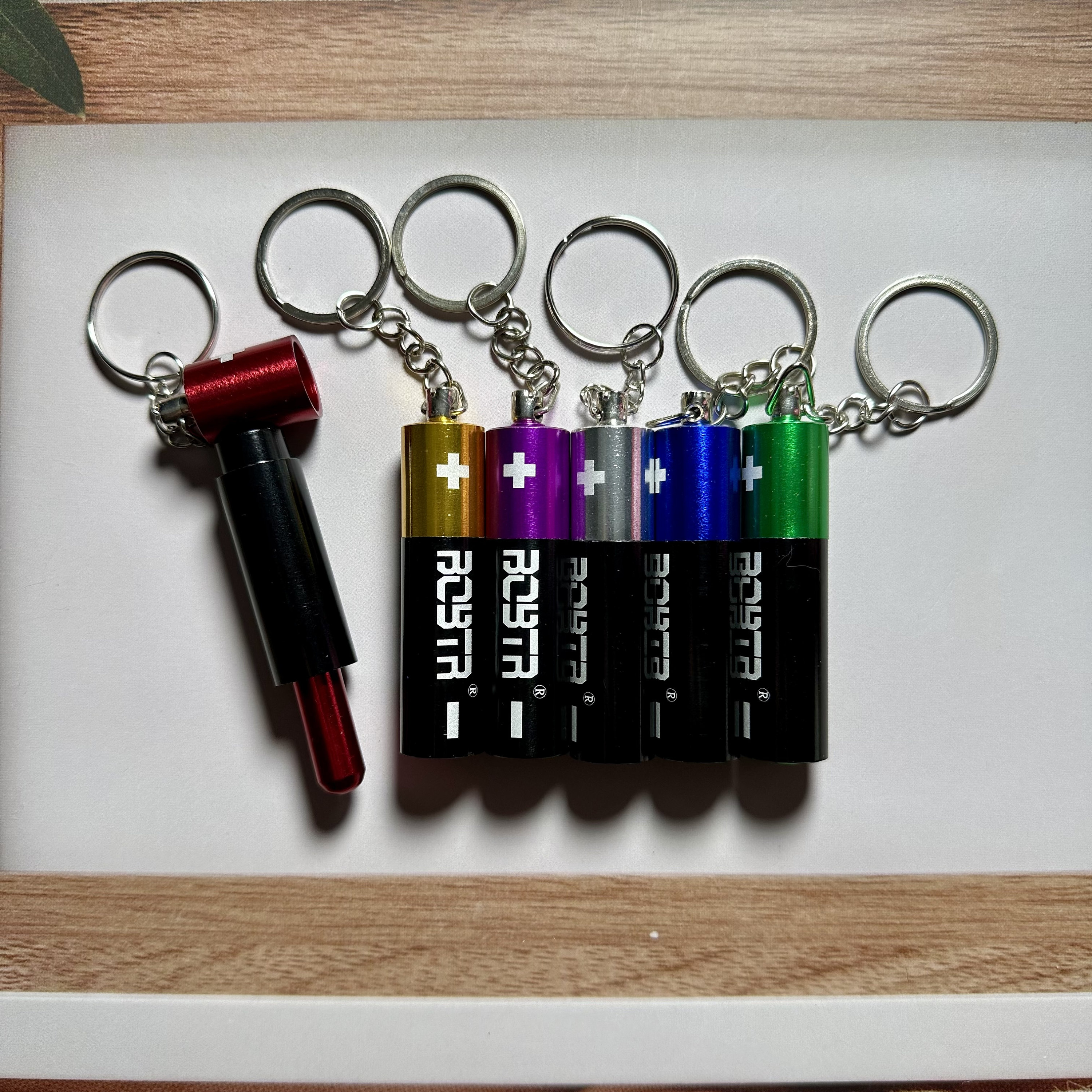 Battery Shaped Smoking Pipe Keychain Aluminum Design in 6 Colors ...