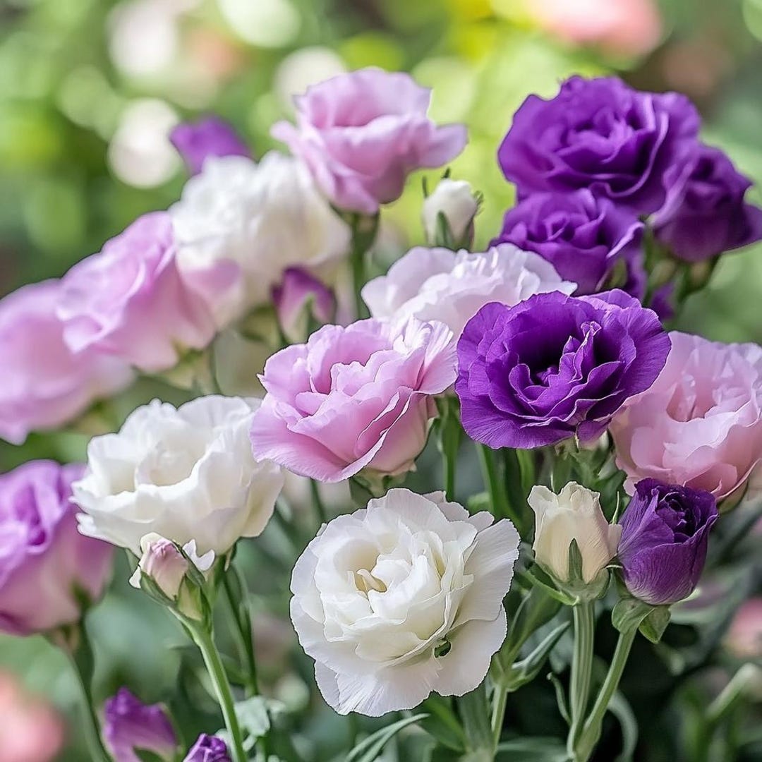 ESMIX MIX Eustoma Seeds – Gorgeous, Hardy Lisianthus Flower Blooms for ...