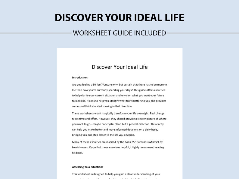 Printable Ideal Life Planning Worksheet Realistic Guide to Planning ...