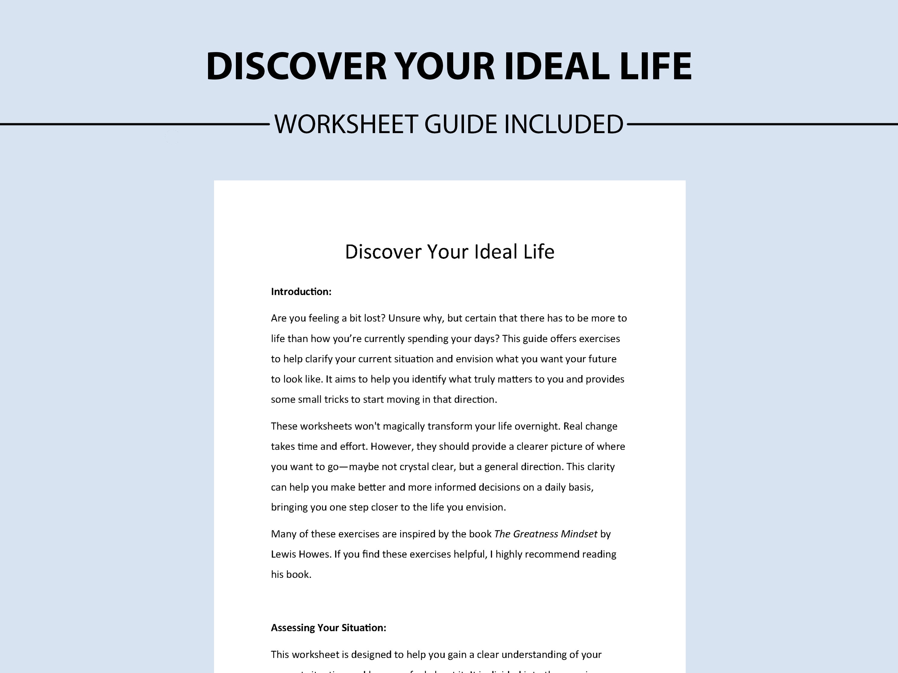 Printable Ideal Life Planning Worksheet Realistic Guide to Planning ...