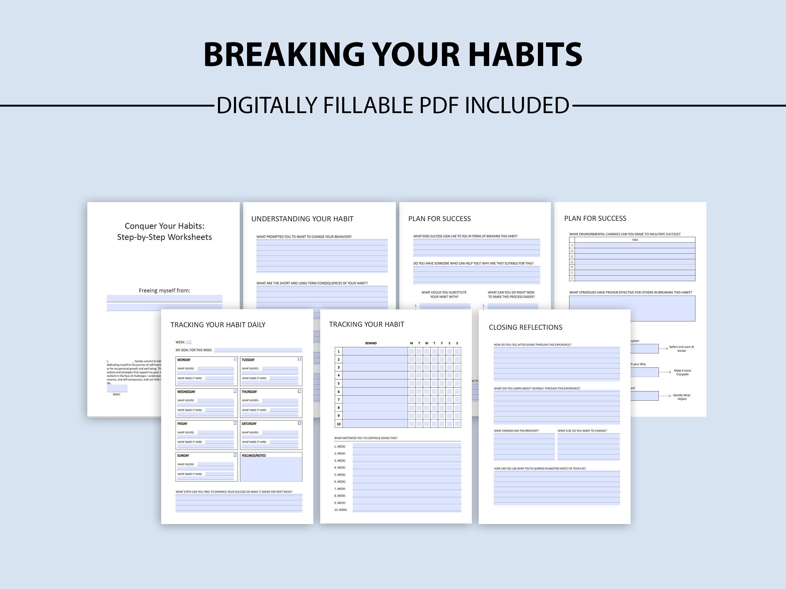 Break Bad Habits Printable Worksheet Understand & Overcome Negative ...