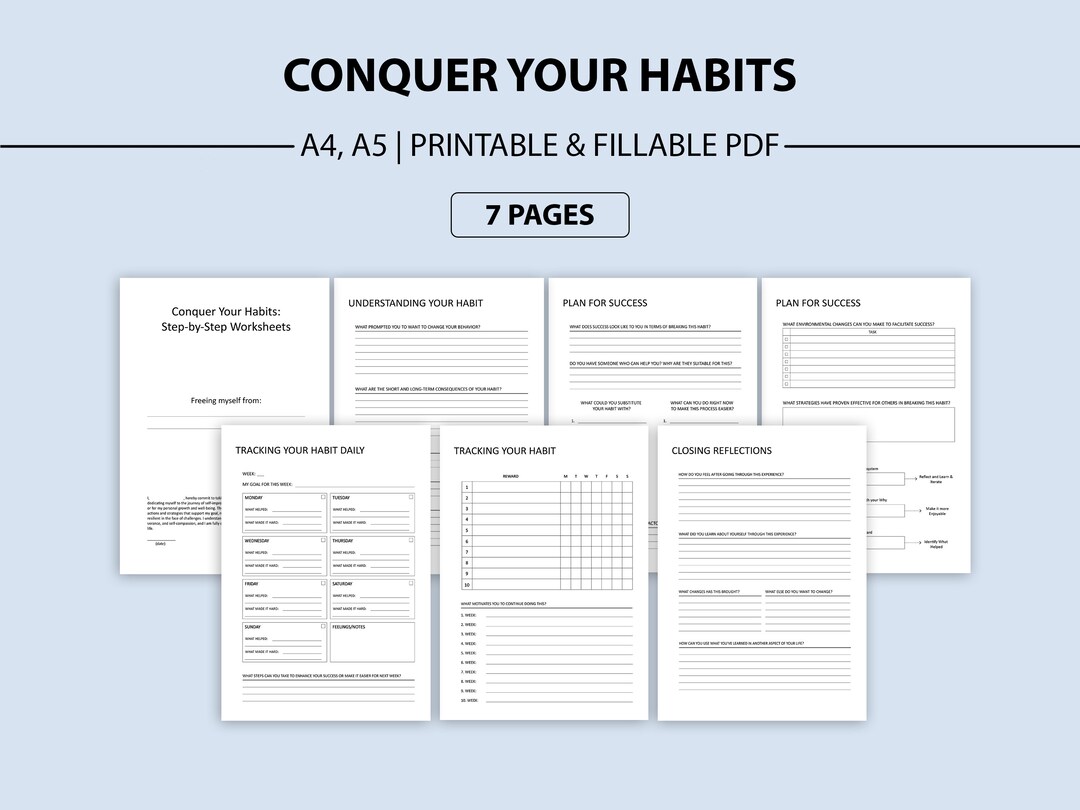 Break Bad Habits Printable Worksheet | Understand & Overcome Negative ...