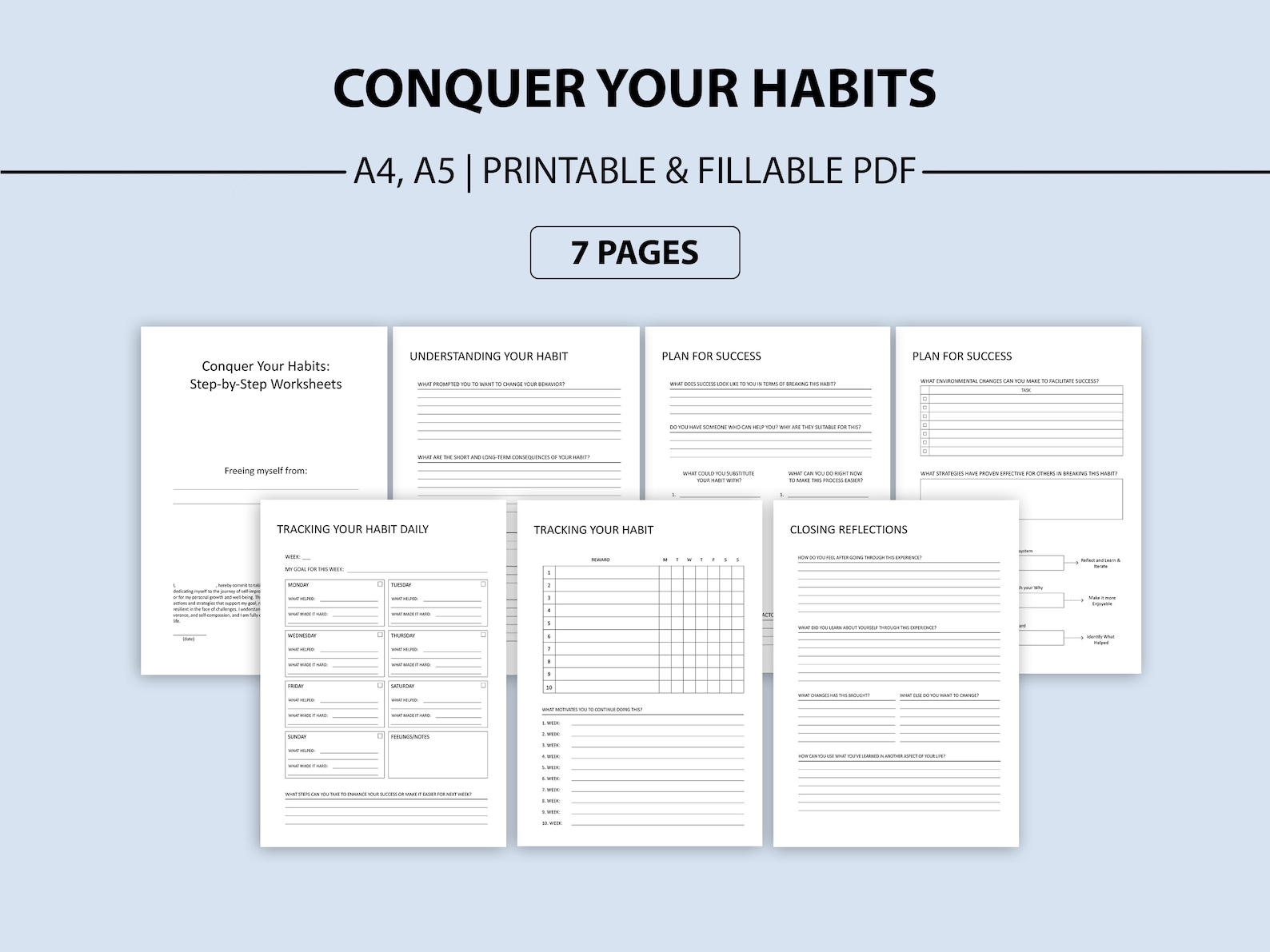 Break Bad Habits Printable Worksheet | Understand & Overcome Negative ...