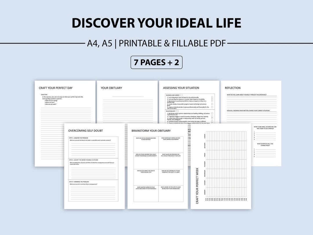 Printable Ideal Life Planning Worksheet Realistic Guide to Planning Your Ideal Day, Week. Fun ...