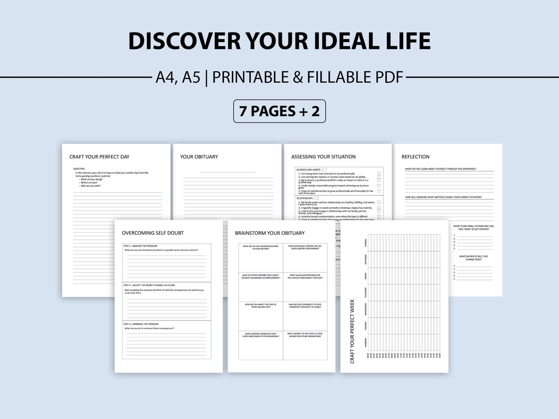 Printable Ideal Life Planning Worksheet - Realistic Guide to Planning ...