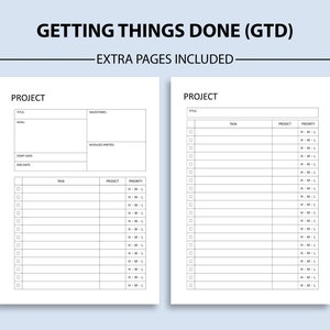 Getting Things Done GTD Printable Insert Bundle, Task Management System ...