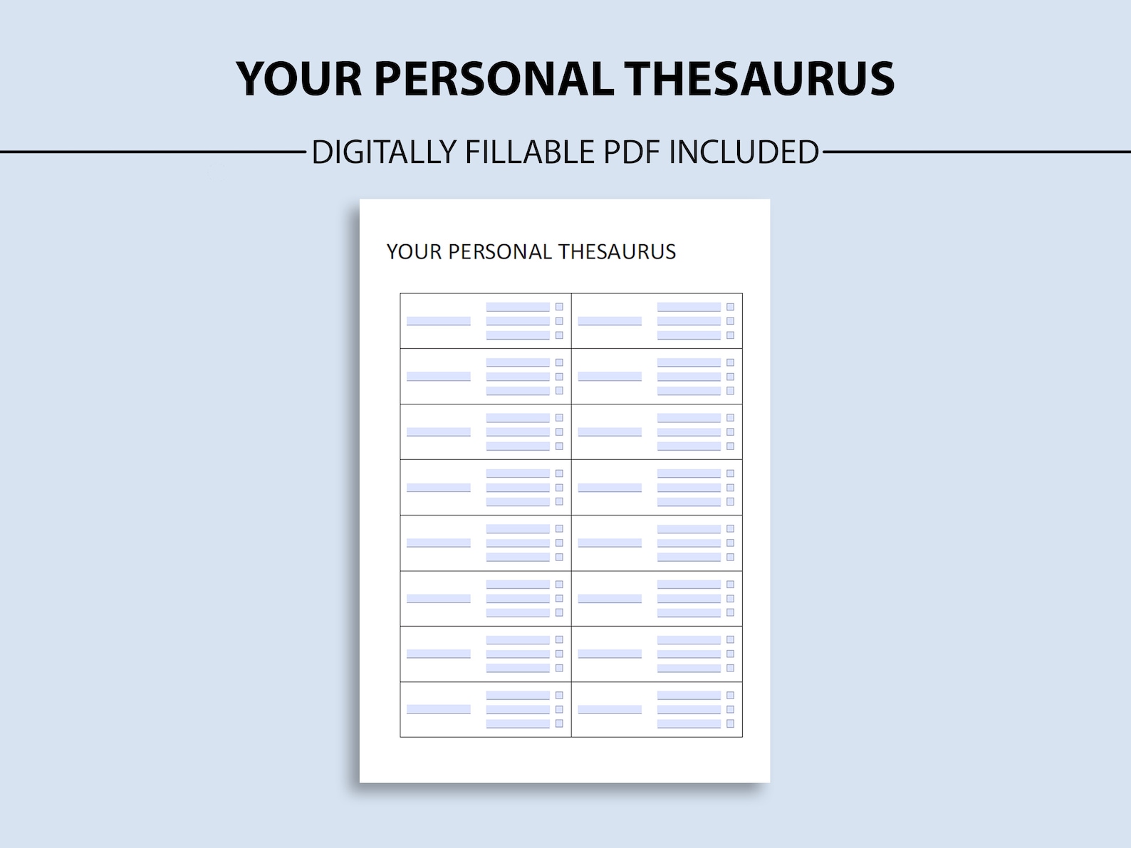 Personal Thesaurus Template: Printable Vocabulary Builder (digital ...