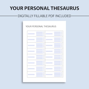 Personal Thesaurus Template: Printable Vocabulary Builder (digital ...