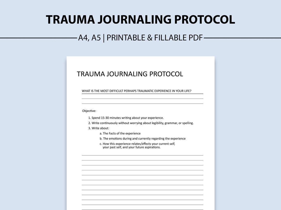 Science Based Trauma Journaling Protocol, Mental Health Worksheet ...