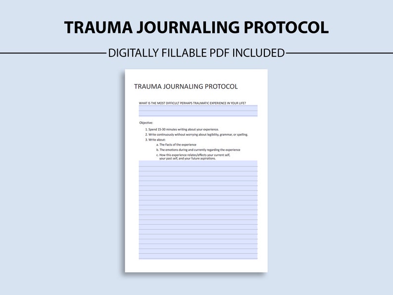 Science Based Trauma Journaling Protocol, Mental Health Worksheet ...