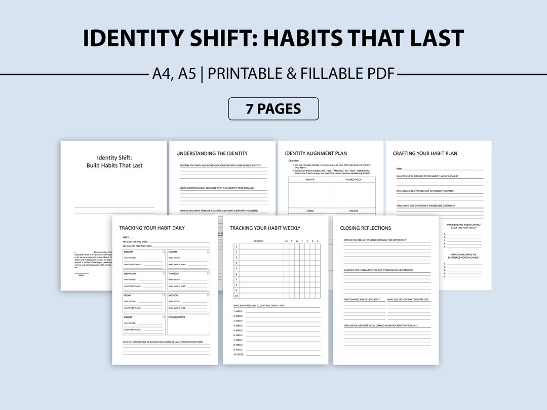 Identity Shift Habit Tracker | Printable Worksheet (A4, A5) - Etsy