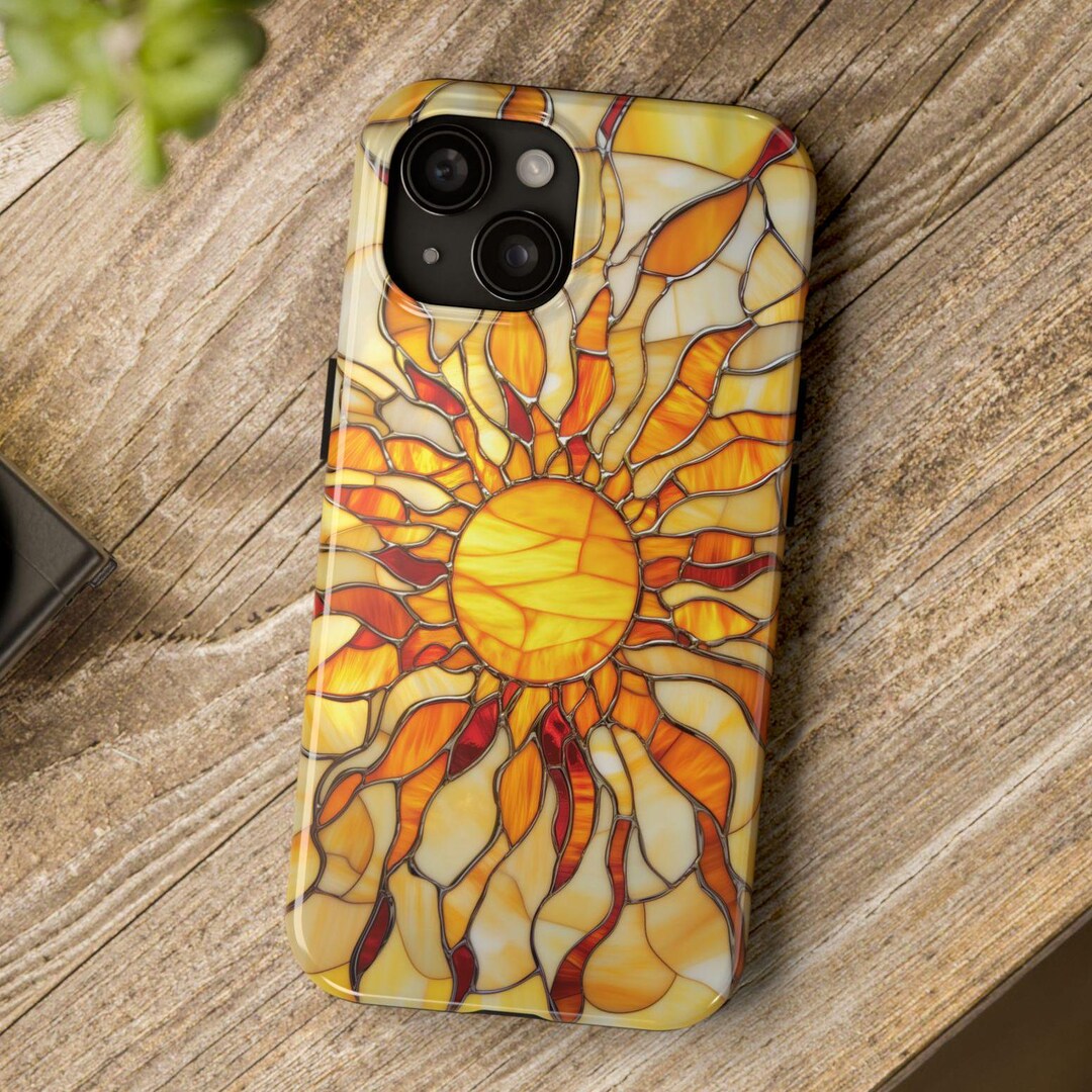 Sun Phone Case, Faux Stained Glass,mosaic Phone Case, Celestial Stained ...