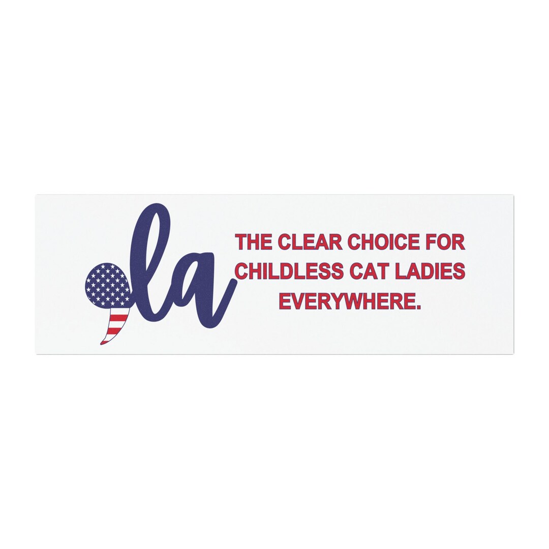 Kamala Harris Childless Cat Lady Car Magnet, Democrat Bumper Sticker ...