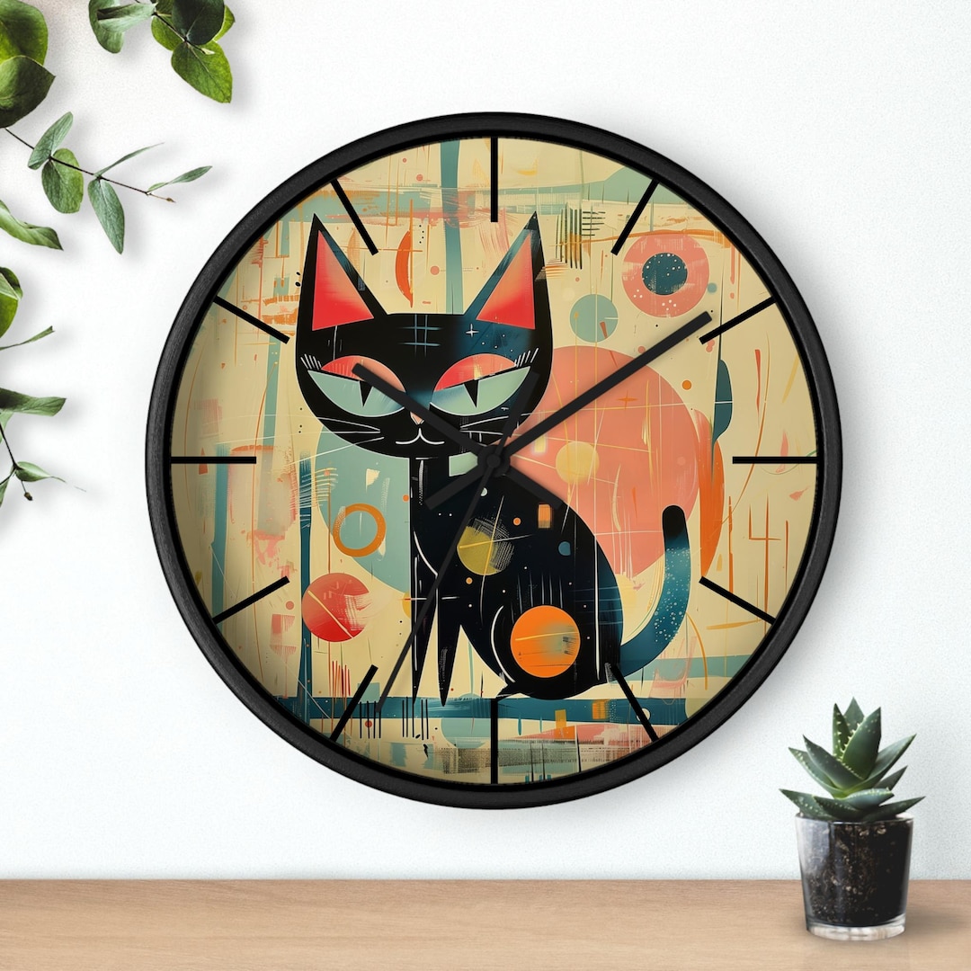 Retro Atomic Cat Wall Clock, Mid Century Clocks, MCM House Decor ...