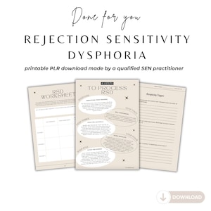 Processing RSD (rejection Sensitivity Dysphoria) Worksheets, Full PLR ...