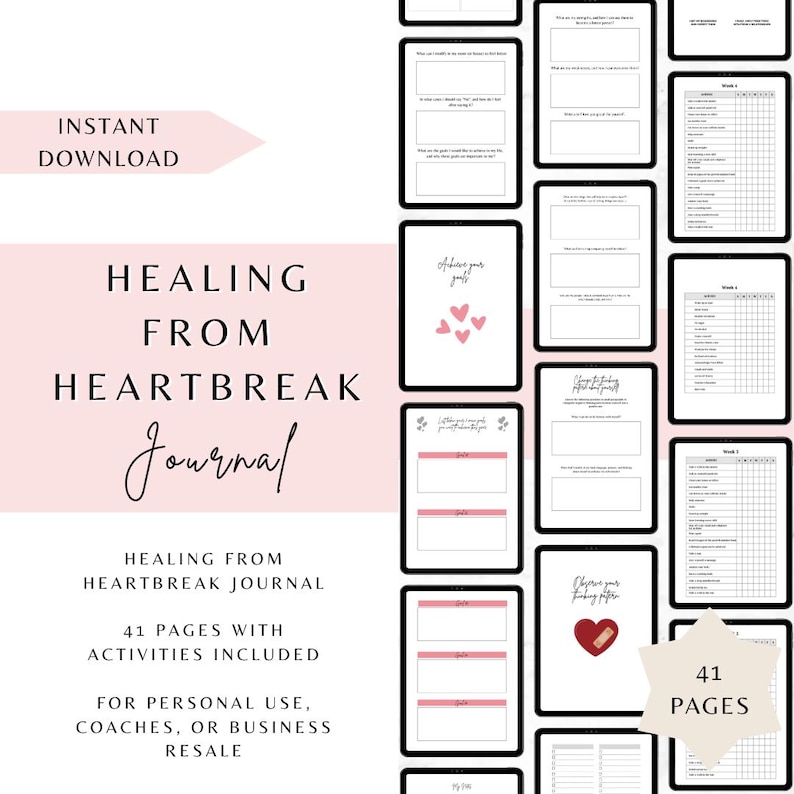 Healing From Heartbreak Workbook, Editable Template, Commercial Use ...