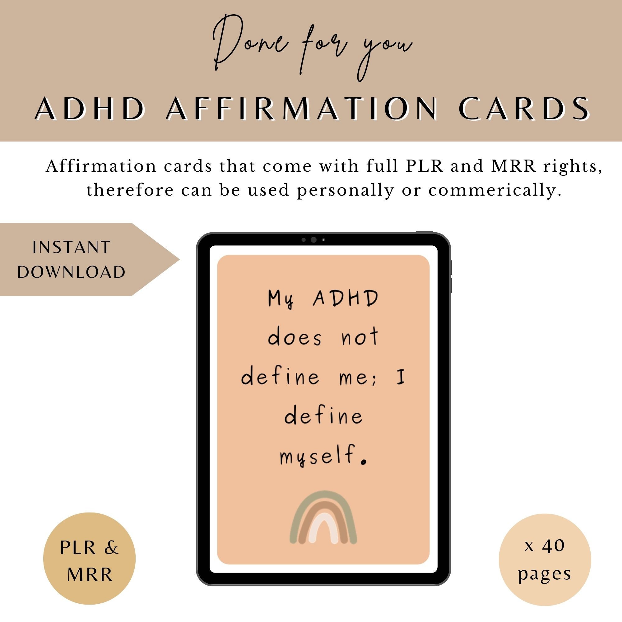 ADHD Affirmation Cards, Self Esteem, Positive Quote Flash Cards ...