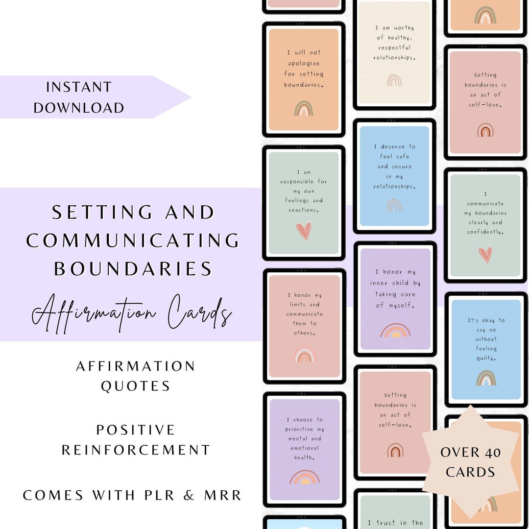 Affirmation Cards for Setting Boundaries: Anxiety, Stress, Self-esteem ...