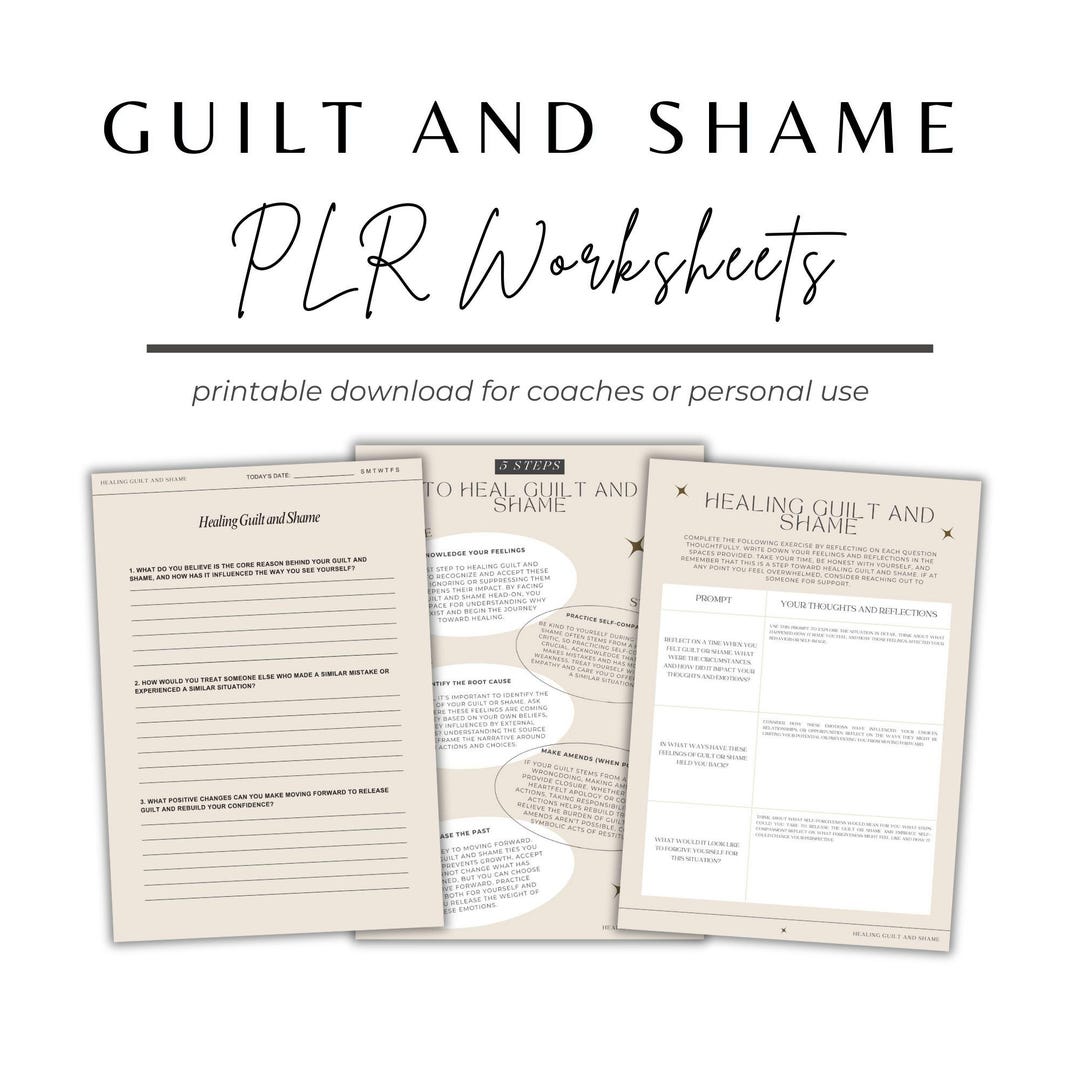 Healing Guillt and Shame Worksheets - Etsy