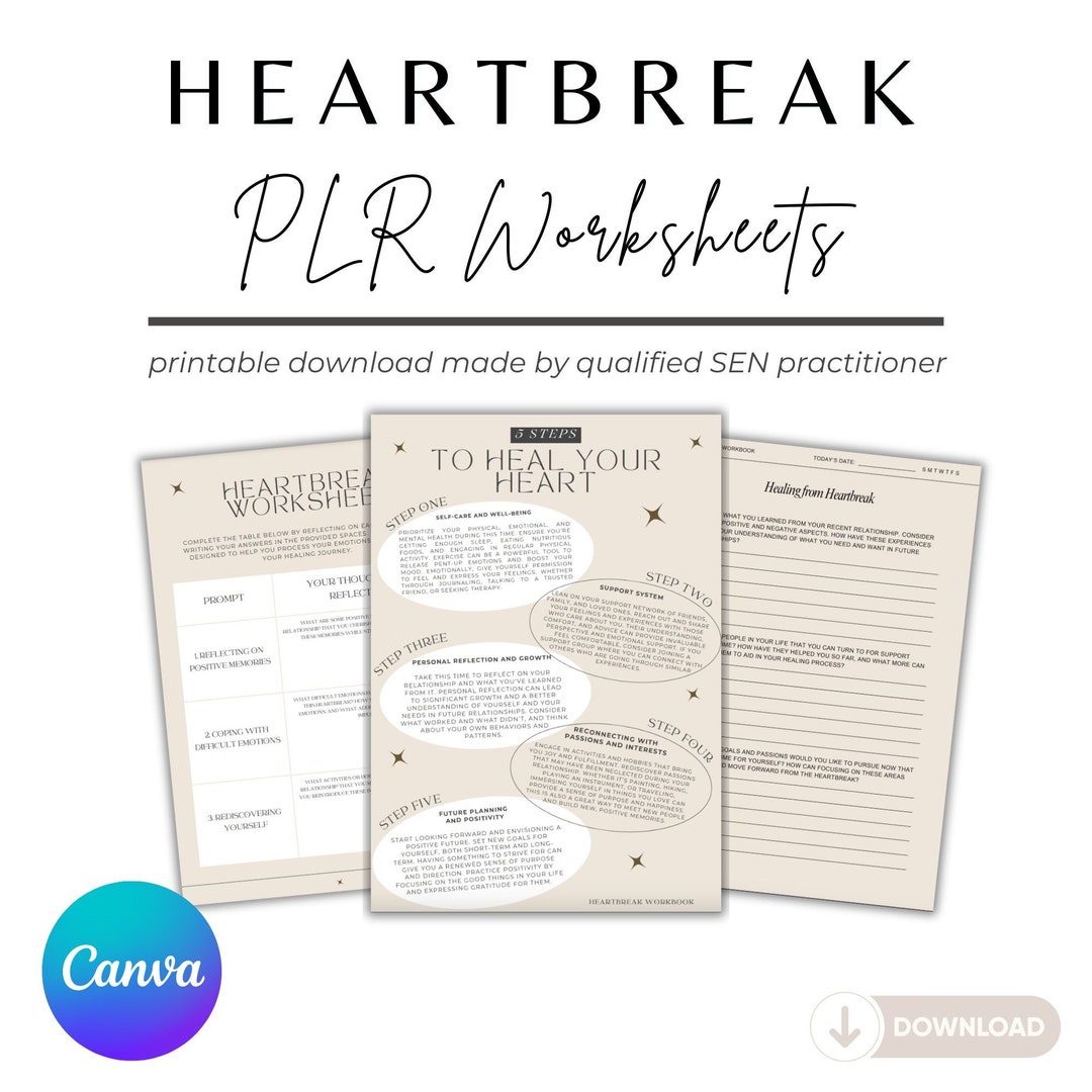 Healing Heartbreak PLR Worksheets, Full PLR Re-sell Licence, RSD Plr ...