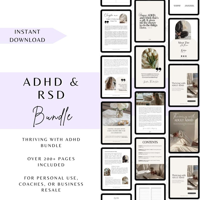 ADHD & RSD Bundle, Canva Template, Attention Deficit, Resell Rights ...