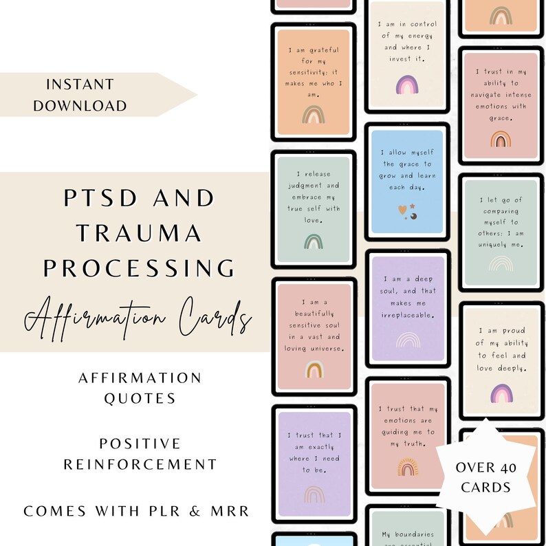 Healing From PTSD & Trauma Affirmation Cards, Self Love, Self Esteem ...