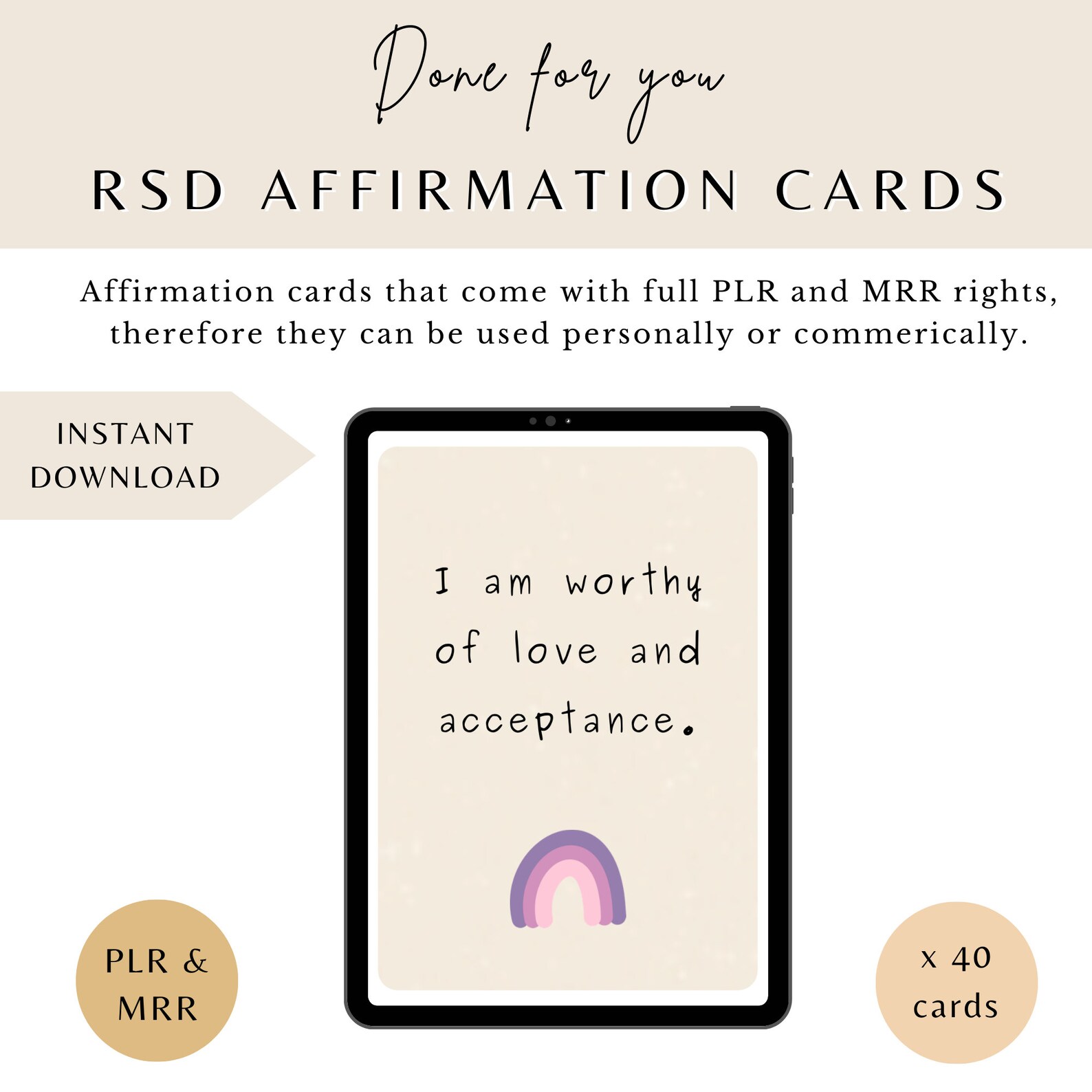 Rejection Sensitivity Dysphoria (RSD) Affirmation Cards, RSD PLR Re ...