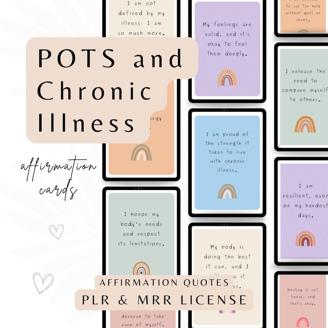 POTS & Chronic Illness Affirmation Cards PLR, Self-care, Resilience ...