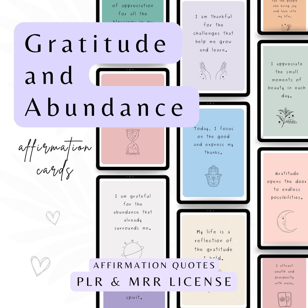 Gratitude and Abundance Affirmation Cards | PLR Re-sell Rights | Inner ...