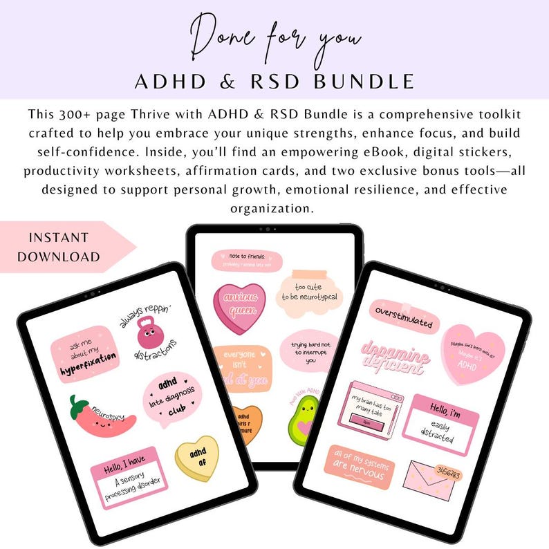 ADHD & RSD Bundle, Canva Template, Attention Deficit, Resell Rights ...