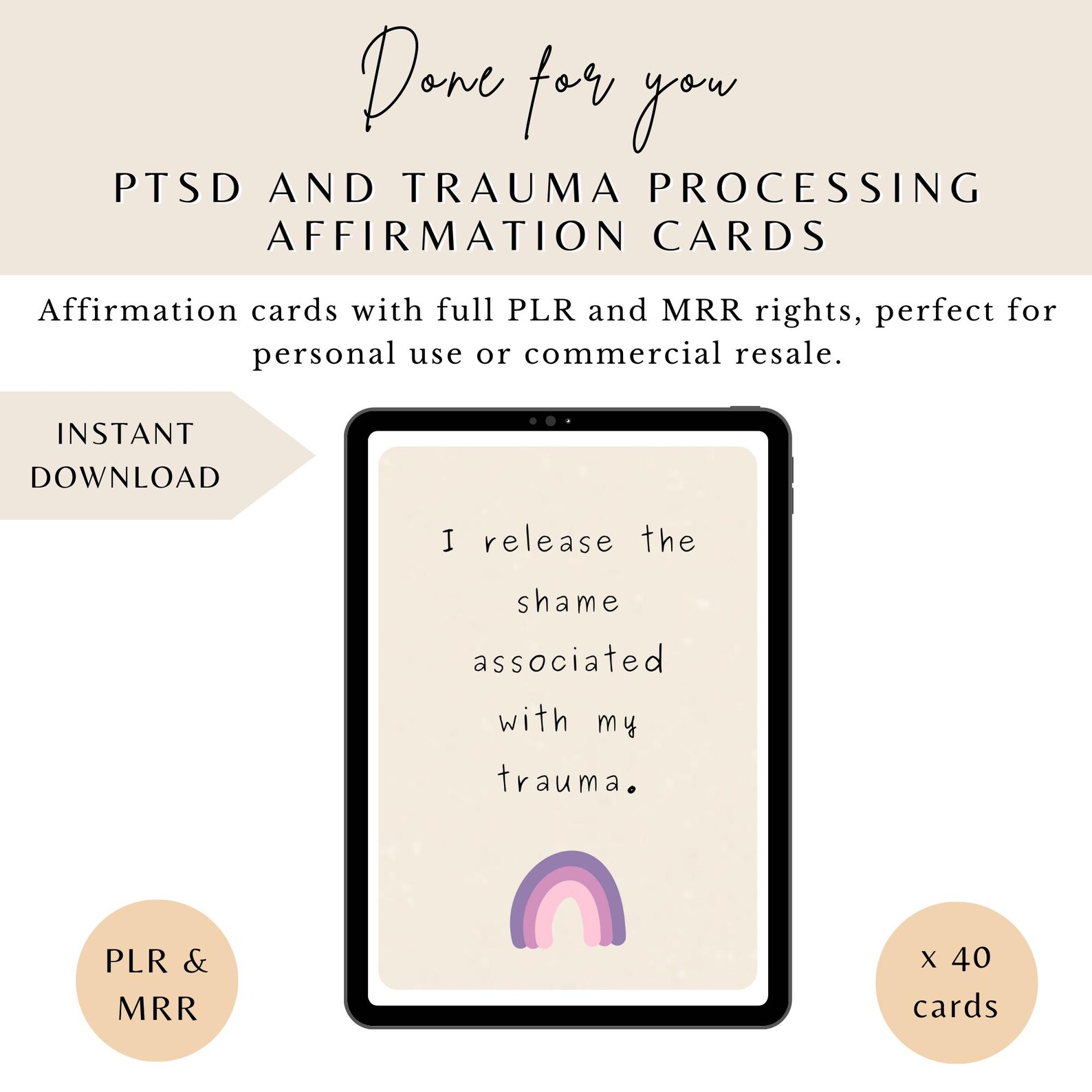 Healing From PTSD & Trauma Affirmation Cards, Self Love, Self Esteem ...