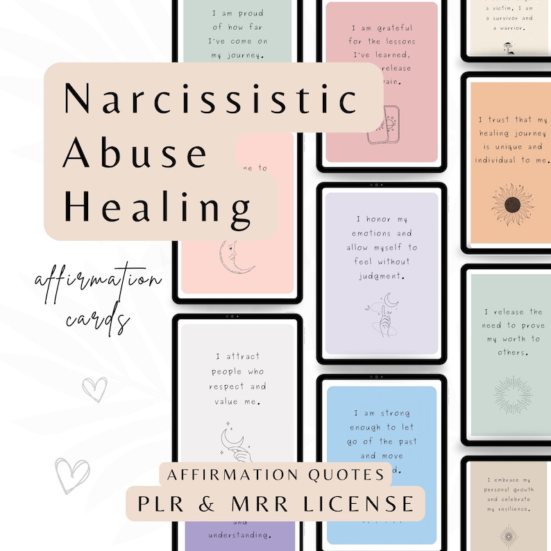 Narcissistic Abuse Healing PLR Affirmation Cards | Empowerment & Self ...